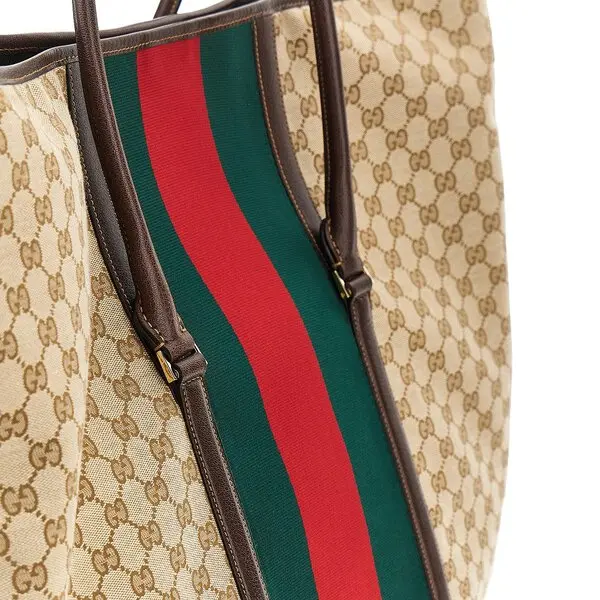 Gucci Gg Fabric Bag With Web Ribbon