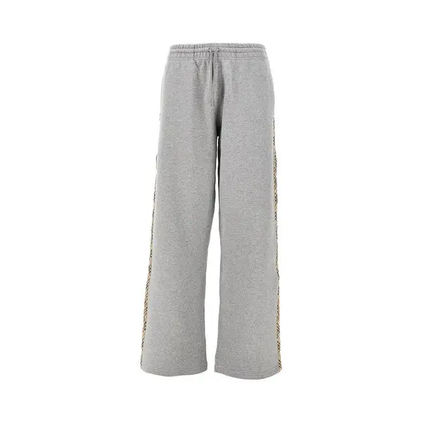Burberry Wide Leg Sweatpants With Check Detail