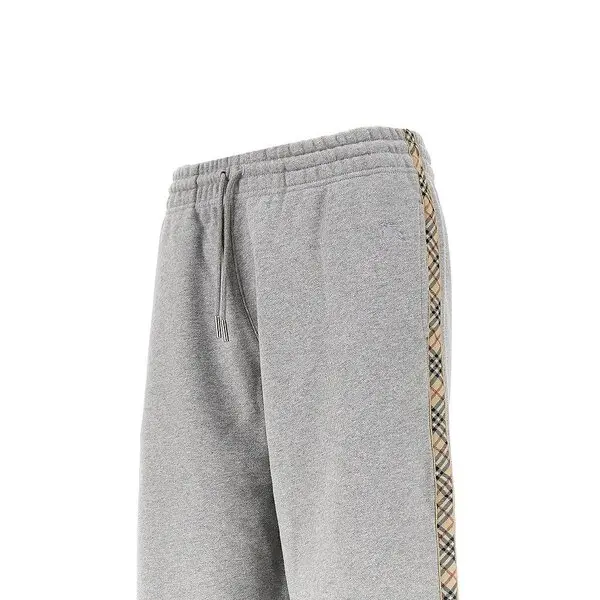 Burberry Wide Leg Sweatpants With Check Detail