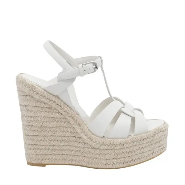 Saint Laurent Tribute Wedge Espadrilles - White