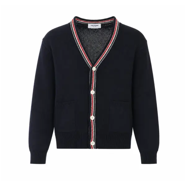 Thom Browne Donegal Intarsia Hector Patchwork Cardigan - Blue