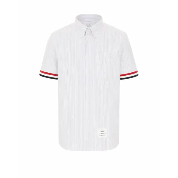 Thom Browne Logo Striped Oxford Short Sleeves Shirt