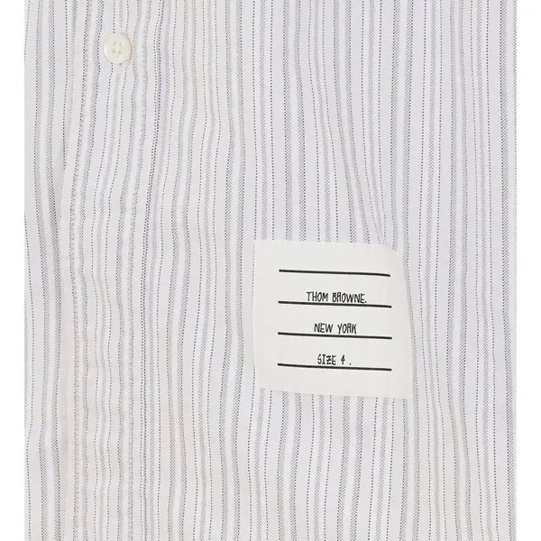 Thom Browne Logo Striped Oxford Short Sleeves Shirt