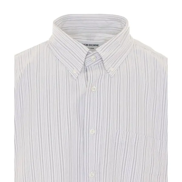 Thom Browne Logo Striped Oxford Short Sleeves Shirt