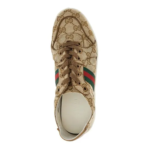 Gucci Gg Jacquard Lace-up Sneakers - Cream