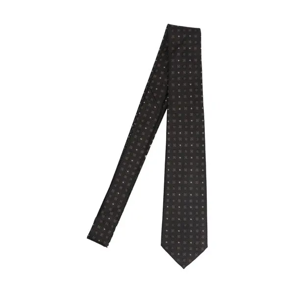Saint Laurent Jacquard Silk Neck Tie - Brown