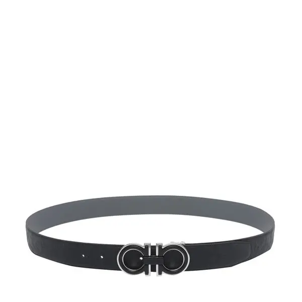 FERRAGAMO Adjustable And Reversible Gancini Belt - Black