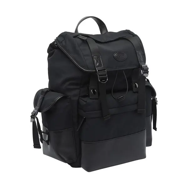 TOD'S Medium Leather And Fabric Backpack With Logo
