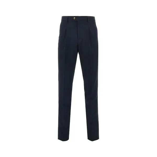 Brunello Cucinelli Cotton Pants With Dart - Blue