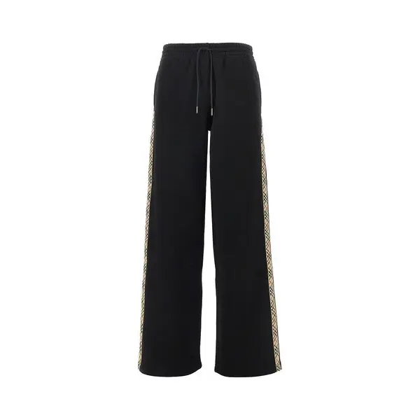 Burberry Cotton French Terry Sweatpants With Check Trimmings - Black