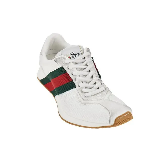 Gucci Suede Leather And Mesh 'tempo' Sneakers