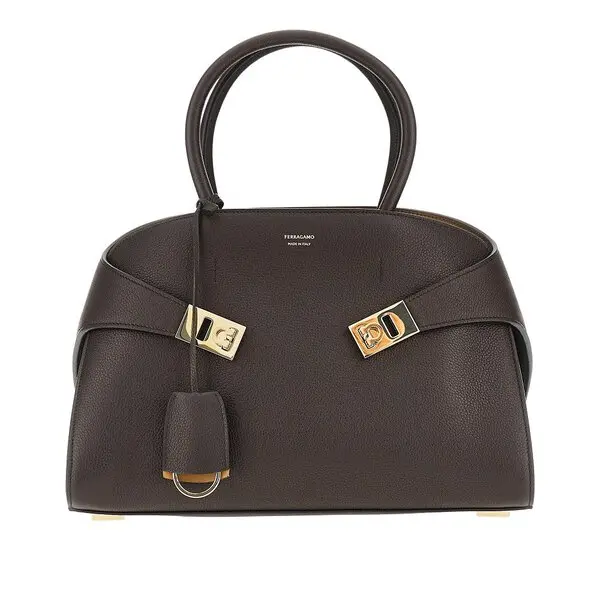 FERRAGAMO Grained Leather Bag With Gancini Buckles