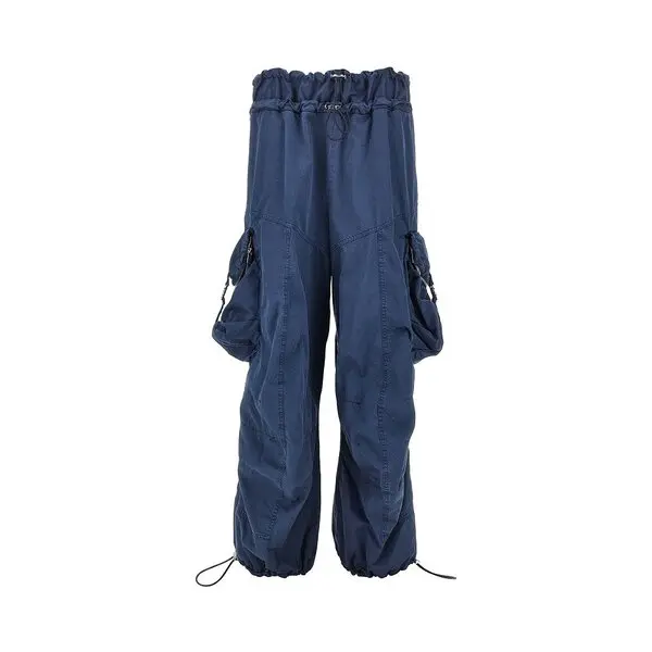 Attico Washed Cotton Cargo Pants - Blue