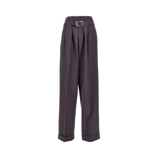 Attico Gabardine Belted Pants - Purple