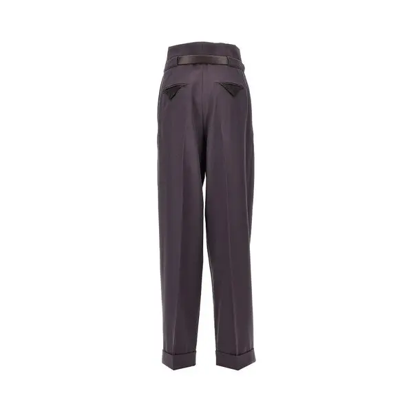 Attico Gabardine Belted Pants - Purple