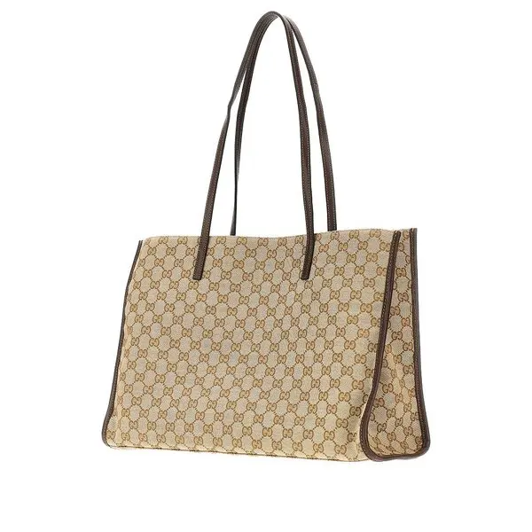 Gucci Jacquard Gg Canvas Leather Trimmed Londra Shopping Bag