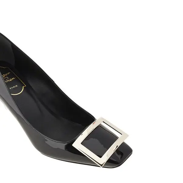 ROGER VIVIER Patent Leather Belle Vivier Trompette Pumps With Gold-finished Buckle - Black