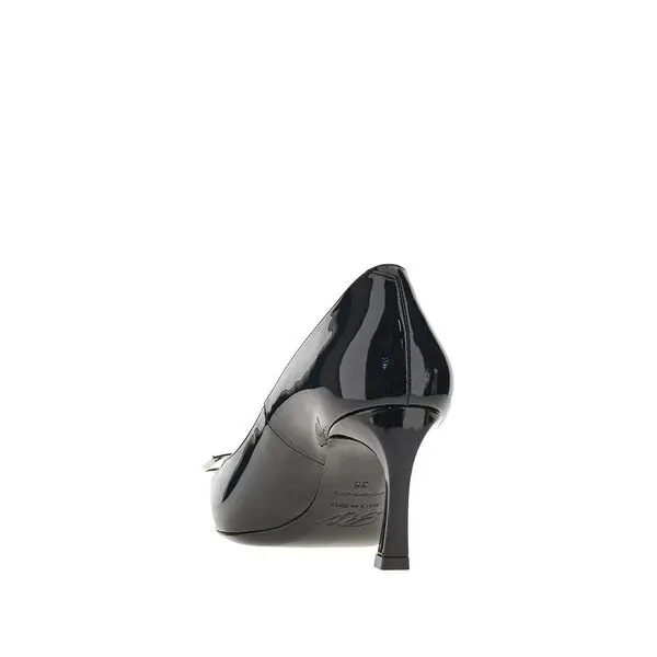 ROGER VIVIER Patent Leather Belle Vivier Trompette Pumps With Gold-finished Buckle - Black