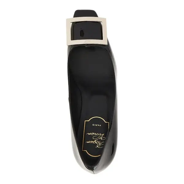 ROGER VIVIER Patent Leather Belle Vivier Trompette Pumps With Gold-finished Buckle - Black