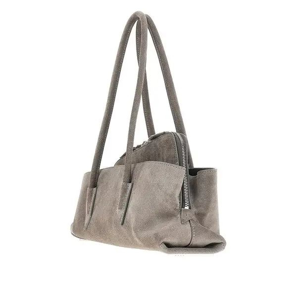 Attico Suede Leather 'la Passeggiata' Bag - Gray