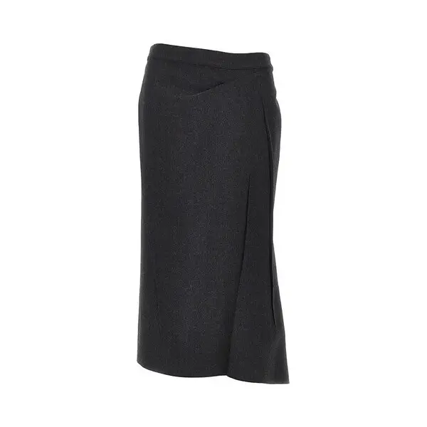 Victoria Beckham Pressed Flannel Midi Skirt - Gray