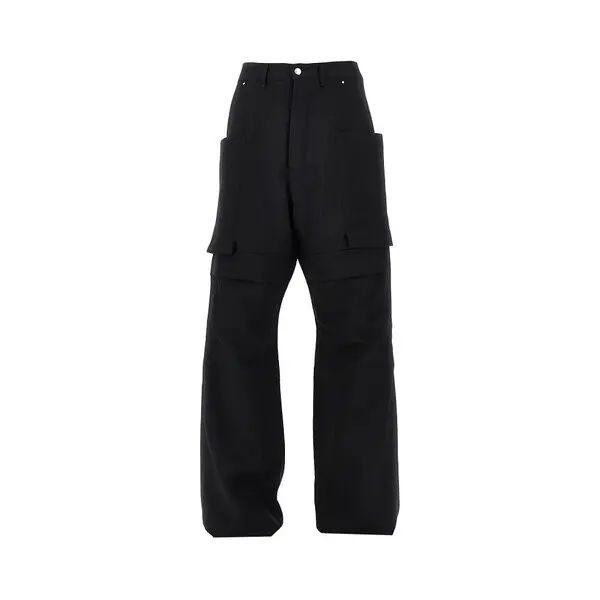 Rick Owens Wool Canvas 'stefan' Cargo Pants - Black
