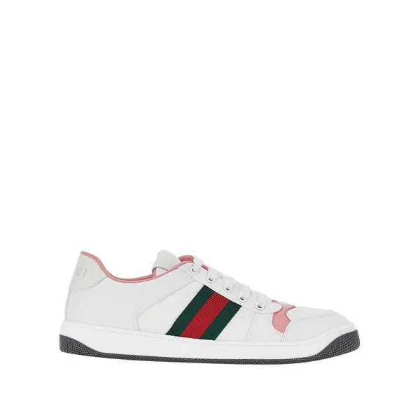 Gucci Screener Sneakers With Web Ribbon Detail - White