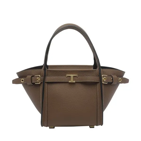 TOD'S Mini T Signature Leather Shopping Bag - Brown