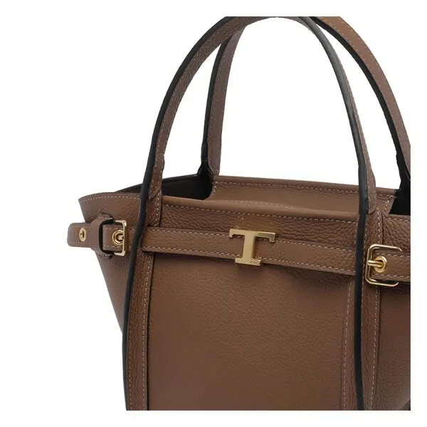 TOD'S Mini T Signature Leather Shopping Bag - Brown