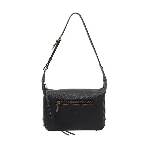TOD'S Mini Leather Shoulder Bag With Metal Dots - Black
