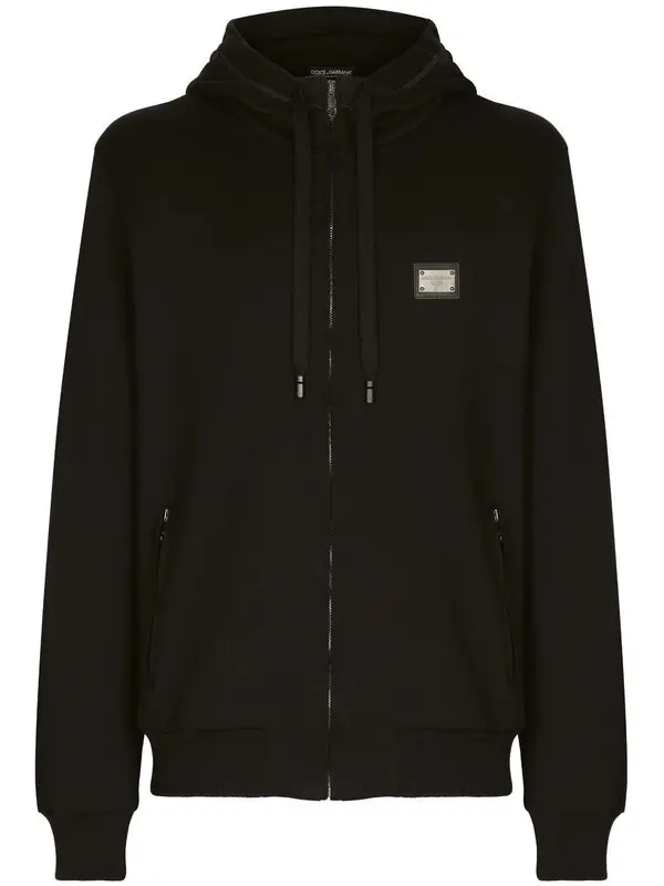 Dolce & Gabbana Dg Essentials Zip-up Hoodie - Black