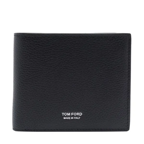 TOM FORD Classic Two-fold Wallet In Leather Fiore With Logo - Black