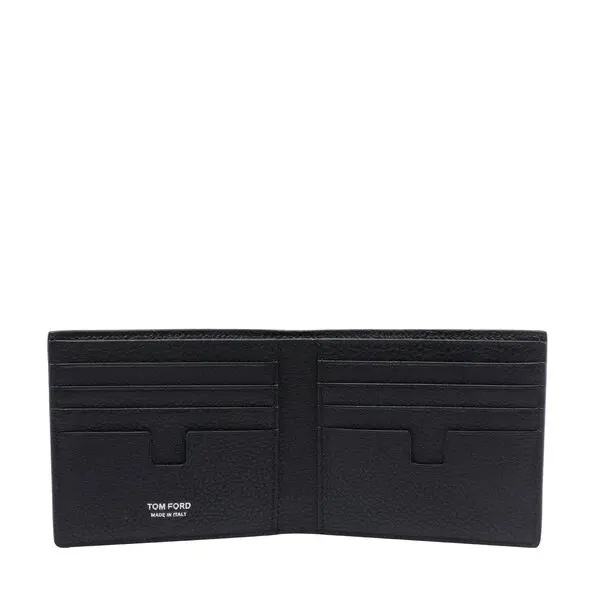 TOM FORD Classic Two-fold Wallet In Leather Fiore With Logo