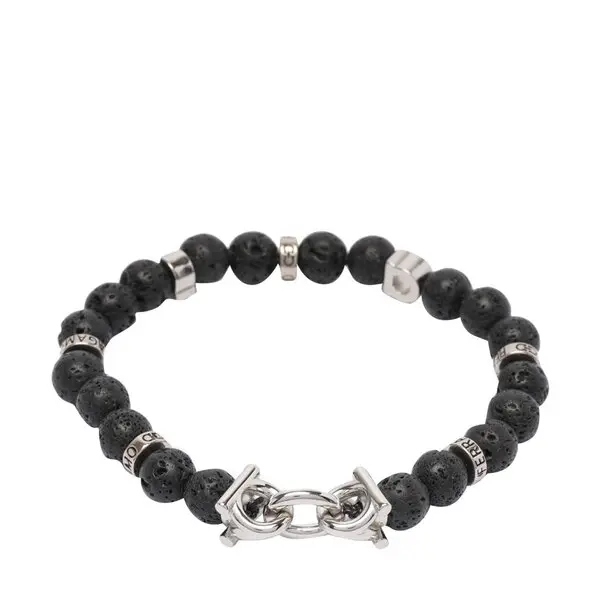 FERRAGAMO Lava Stone Beads Bracelet With Logo