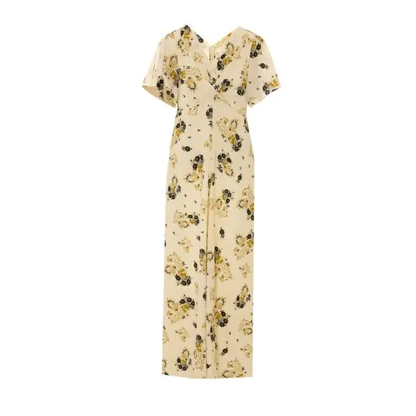 Isabel Marant Étoile Falja" Floral Print Silk Blend Jumpsuit - Cream