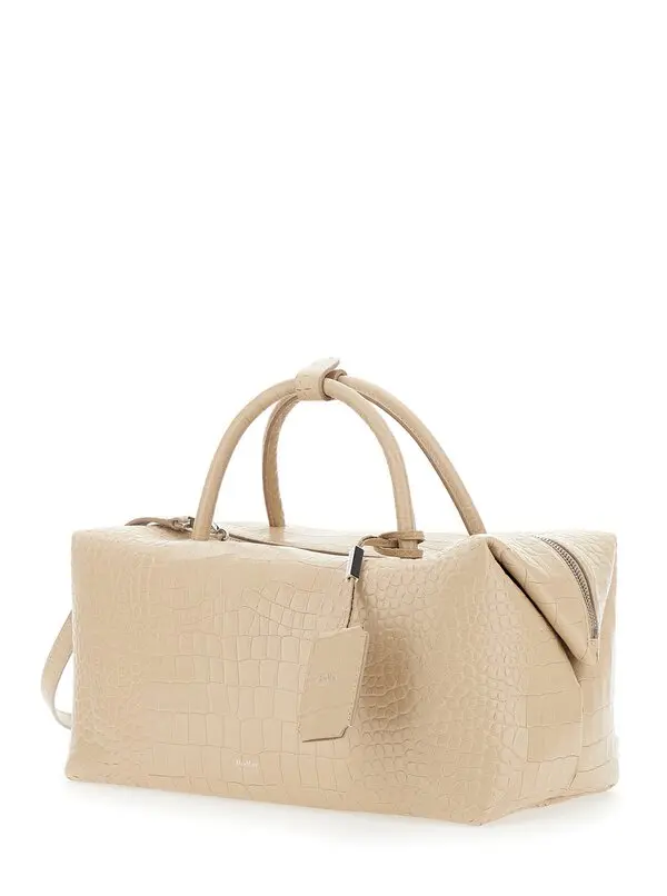 Max Mara Holdall Large Leather Handbag With Adjustable Strap - Multicolor