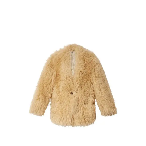 Isabel Marant Étoile Single Breasted Faux Fur Coat - Cream