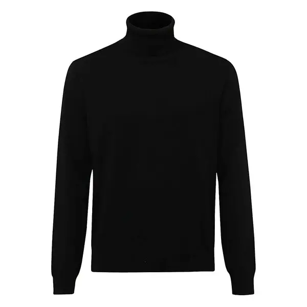 Malo Virgin Wool Roll Neck Jumper - Black