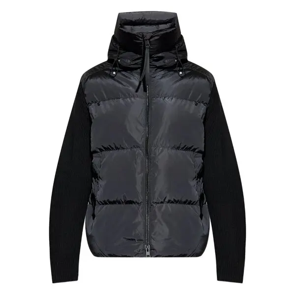 Canada Goose Quilted Down Jacket With Ribbed Knit Sleeves - Black