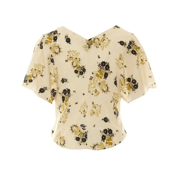 Isabel Marant Étoile Floral Print Silk V-neck Short-sleeve Top - White