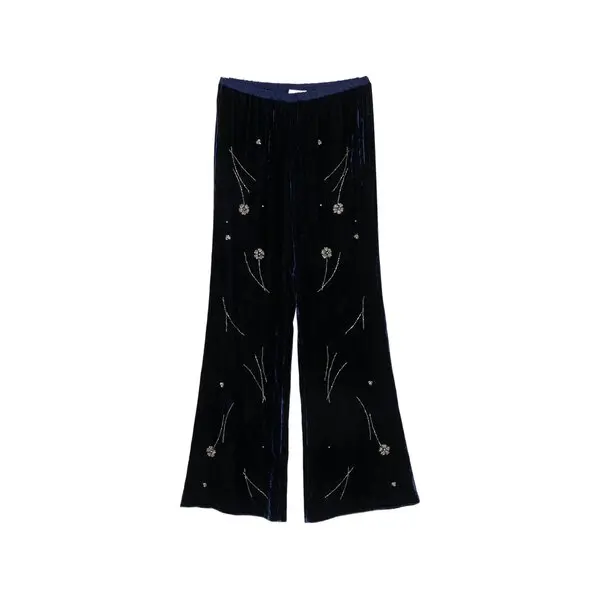 FORTE_FORTE Velvet Crystal-embellished Palazzo Pants
