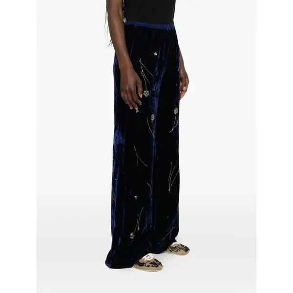 FORTE_FORTE Velvet Crystal-embellished Palazzo Pants
