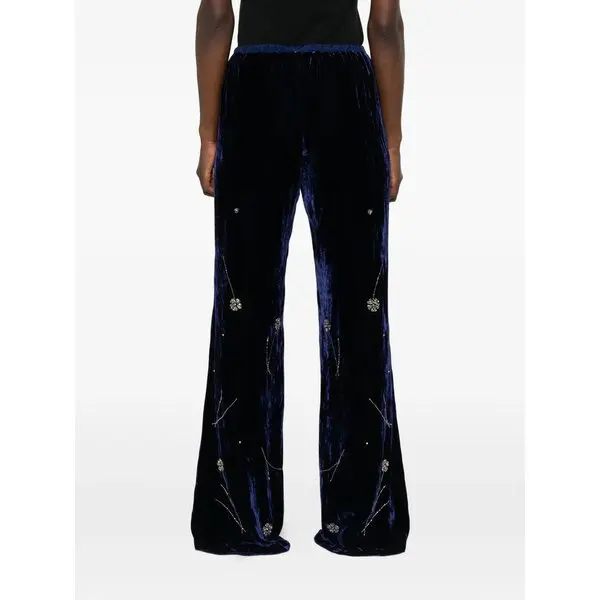 FORTE_FORTE Velvet Crystal-embellished Palazzo Pants