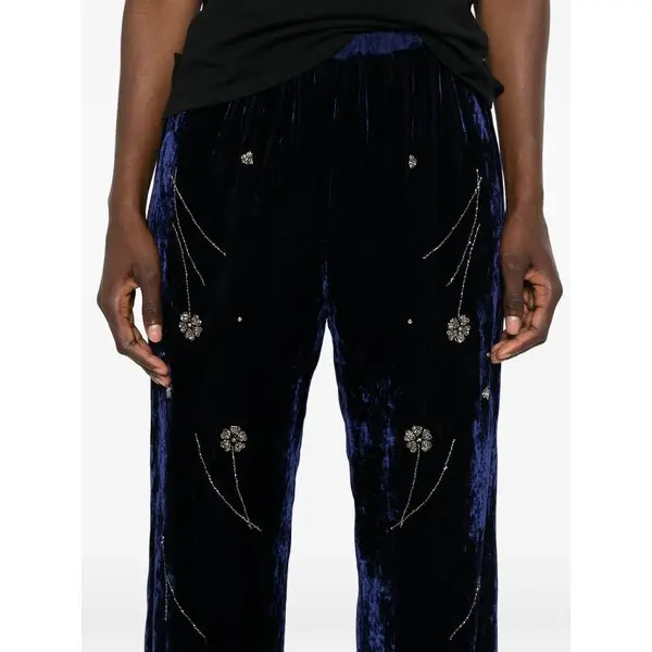 FORTE_FORTE Velvet Crystal-embellished Palazzo Pants