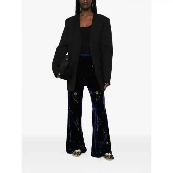 FORTE_FORTE Velvet Crystal-embellished Palazzo Pants