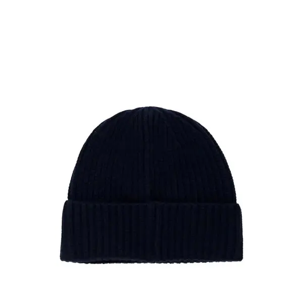 Stone Island Rib Knit Beanie With Logo Patch - Blue