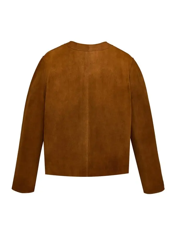 Saint Laurent Short Lamb Suede Jacket With Cassandre Medallion Buttons - Multicolor