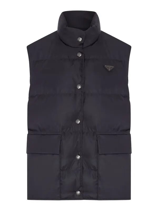 Prada Re-nylon Vest With Logo Plaque