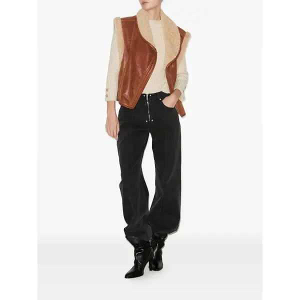 Isabel Marant Étoile Sleeveless Fur-trimmed Leather Vest
