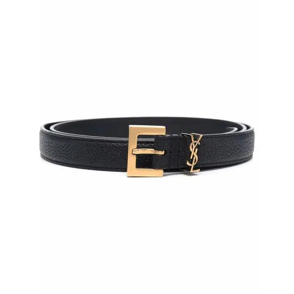 Saint Laurent Skinny Leather Belt With Pin Buckle - Black